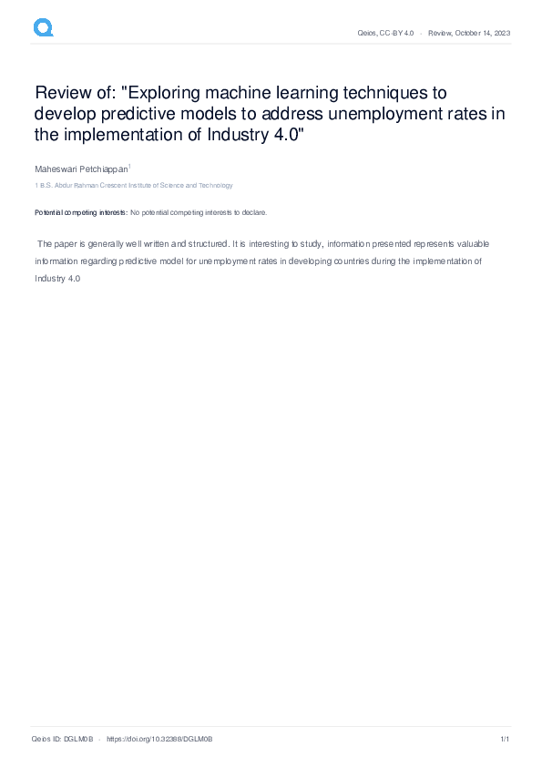 (PDF) Review of: "Exploring machine learning techniques to develop ...