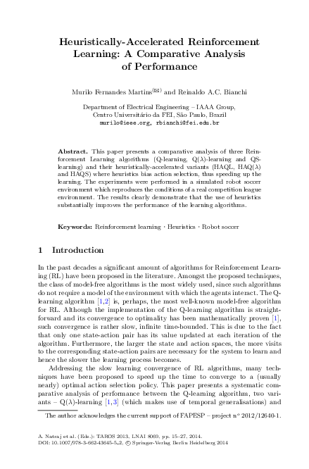 (PDF) Heuristically-Accelerated Reinforcement Learning: A Comparative Analysis of Performance
