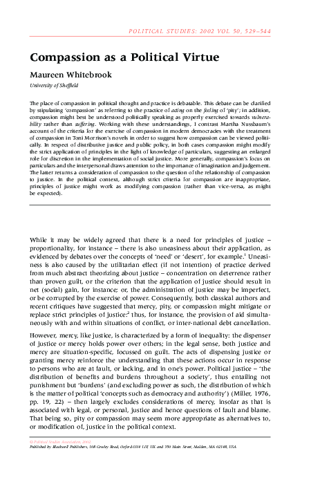 (PDF) Compassion as a Political Virtue