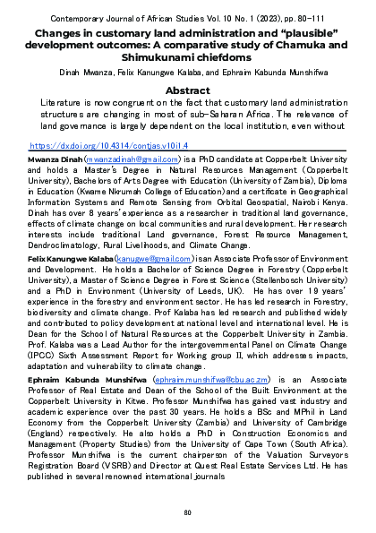 (PDF) Changes in customary land administration and “plausible ...