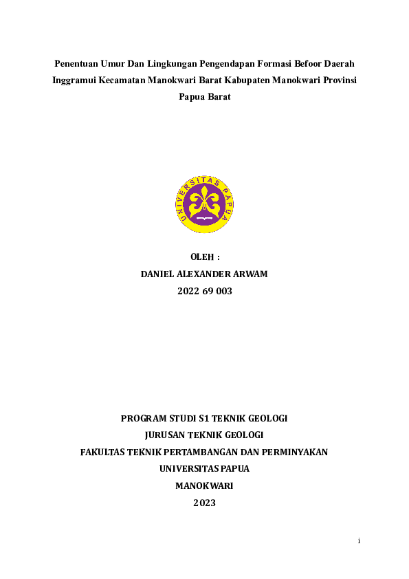 (PDF) Penentuan Umur Dan Lingkungan Pengendapan Formasi Befoor Daerah ...