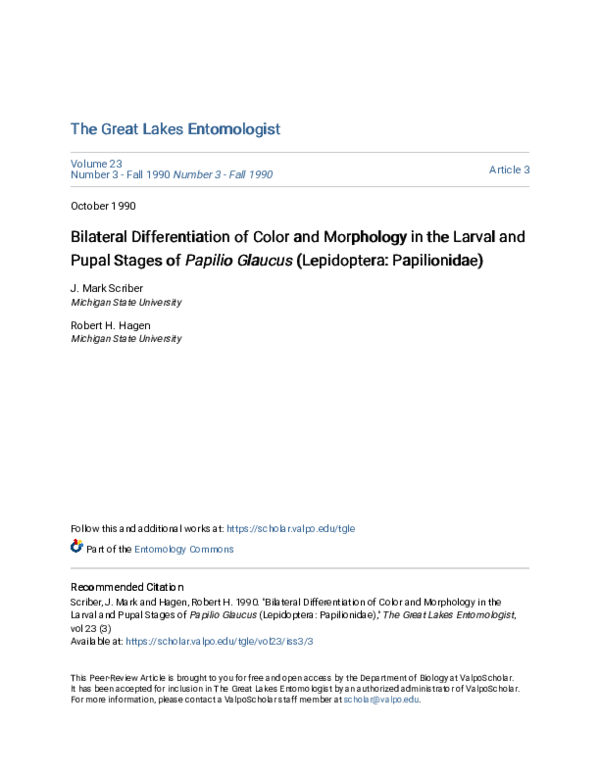 (PDF) Bilateral Differentiation of Color and Morphology in the Larval ...