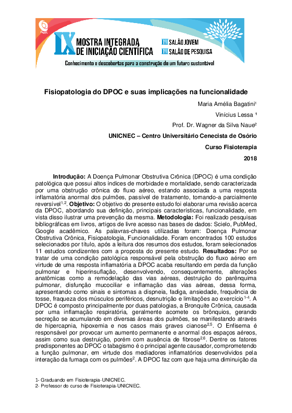 (PDF) Fisiopatologia do DPOC e suas implicações na funcionalidade