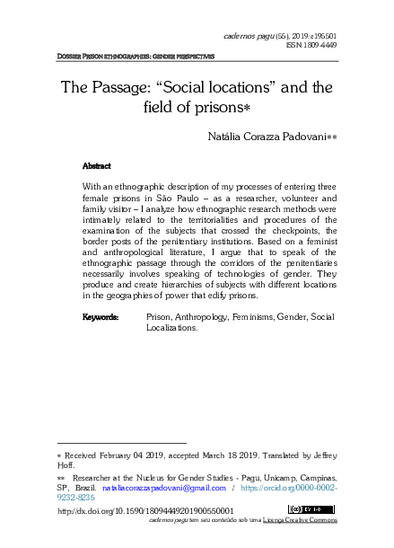 (PDF) The Passage: “Social locations” and the field of prisons*
