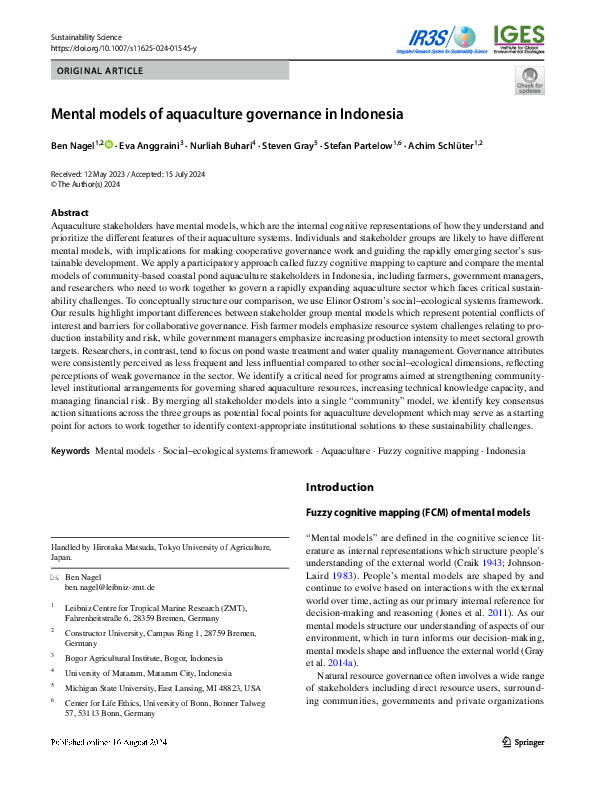 (PDF) Mental models of aquaculture governance in Indonesia