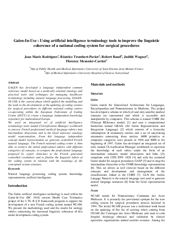(PDF) Galen-In-Use: Using artificial intelligence terminology tools to ...