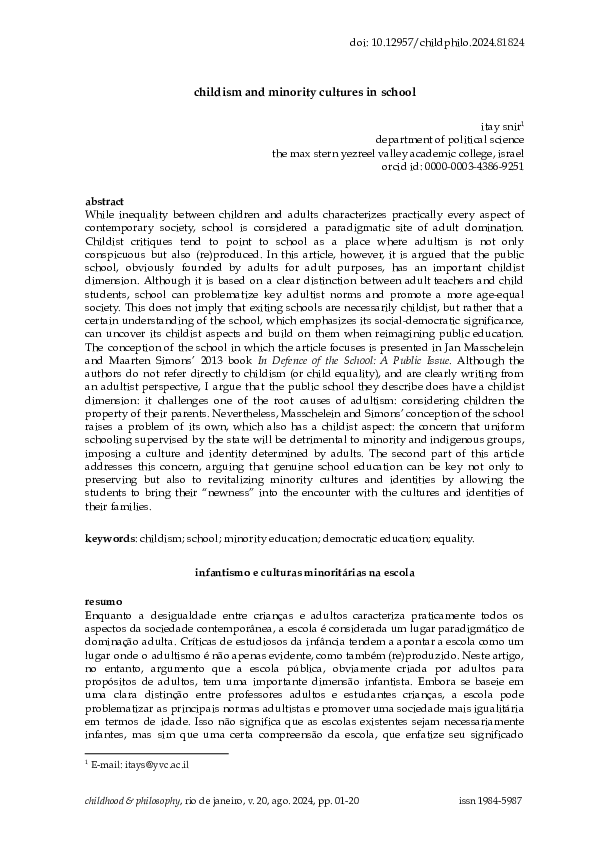 (PDF) childism and minority cultures in school