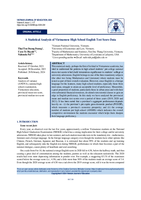 (PDF) A Statistical Analysis of Vietnamese High School English Test ...