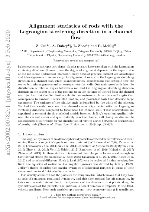 (PDF) Alignment statistics of rods with the Lagrangian stretching direction in a channel flow