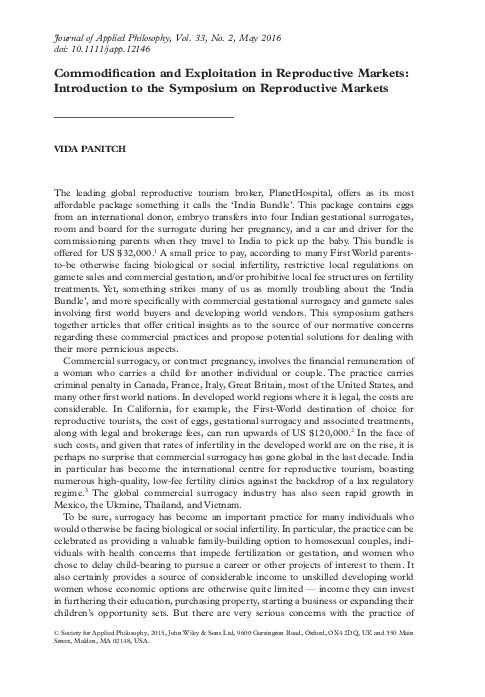 (PDF) Commodification and Exploitation in Reproductive Markets ...