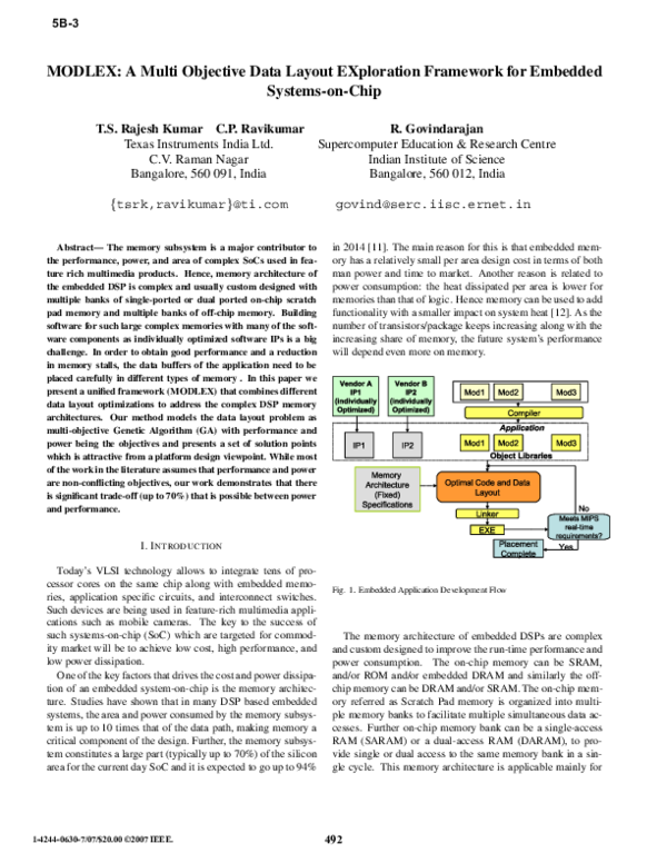 (PDF) MODLEX: A Multi Objective Data Layout EXploration Framework for Embedded Systems-on-Chip