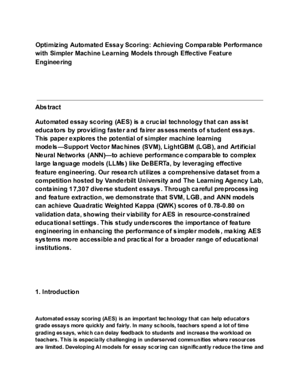 (PDF) Optimizing Automated Essay Scoring