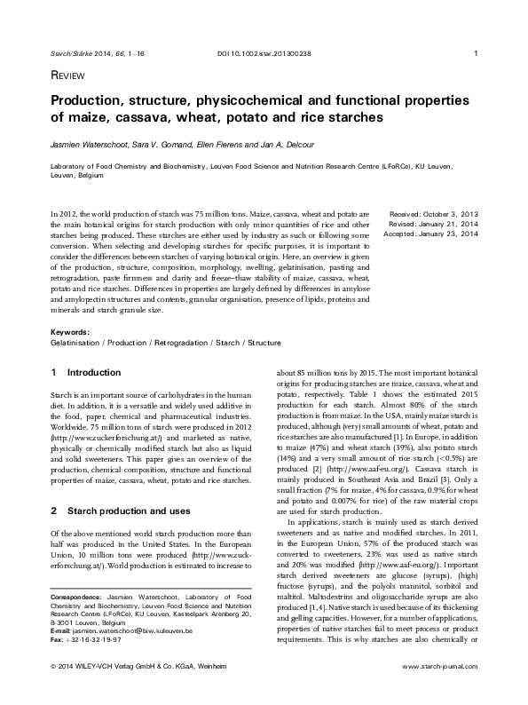 (PDF) Production, structure, physicochemical and functional properties of maize, cassava, wheat ...