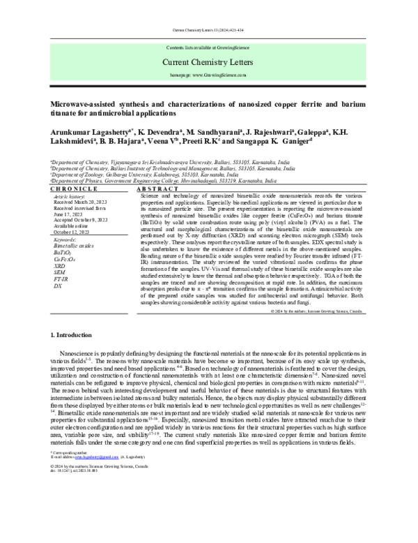 (PDF) Microwave-assisted synthesis and characterizations of nanosized ...