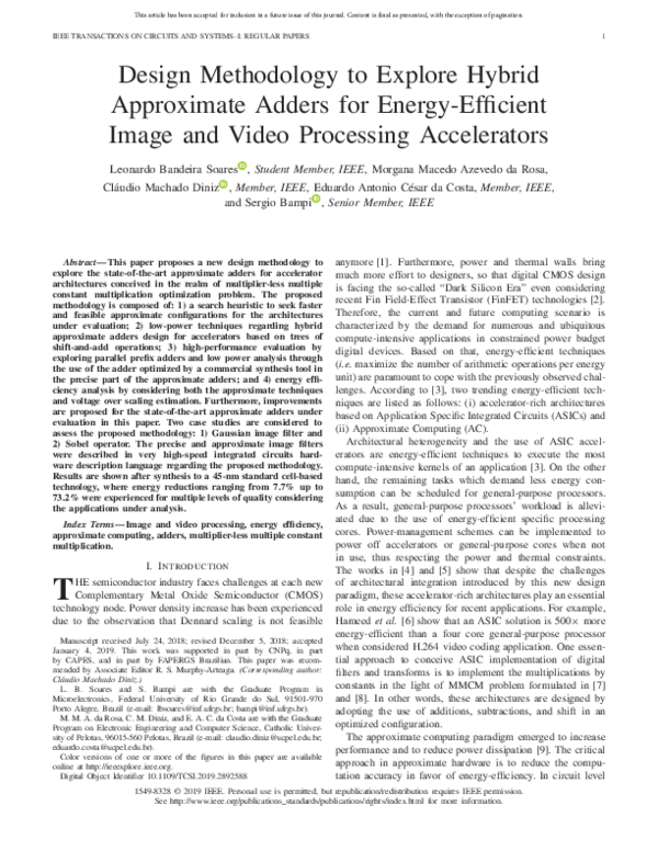 (PDF) Design Methodology to Explore Hybrid Approximate Adders for Energy-Efficient Image and ...