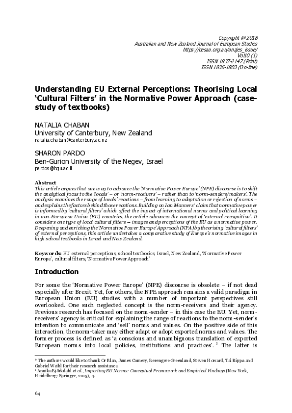 (PDF) Understanding EU External Perceptions: Theorising Local ‘Cultural ...