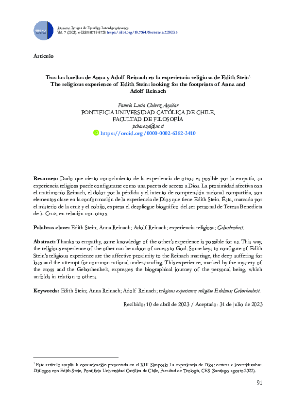 (PDF) Tras las huellas de Anna y Adolf Reinach en la experiencia ...