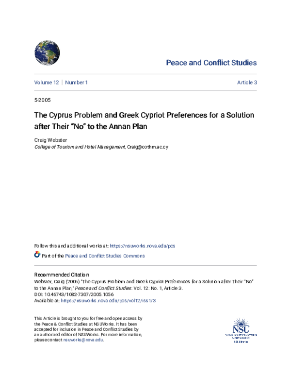 (PDF) The Cyprus Problem and Greek Cypriot Preferences for a Solution ...