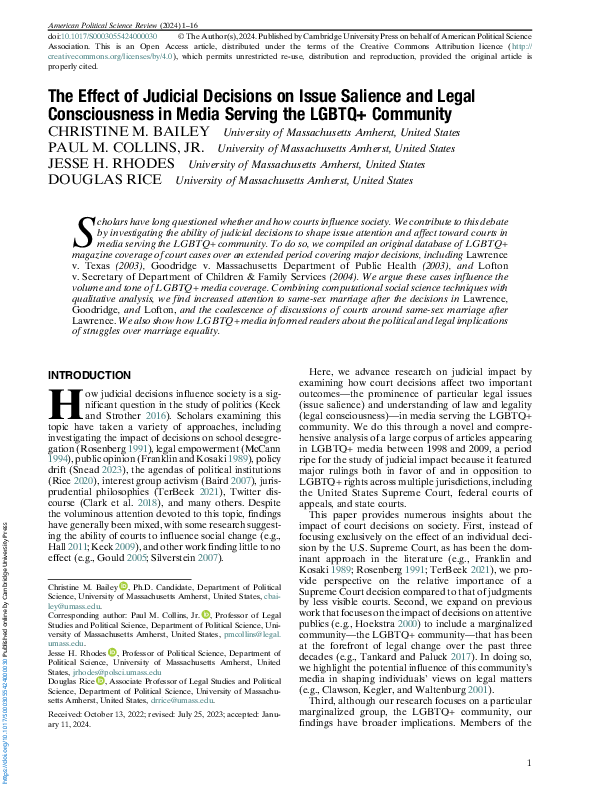 (PDF) The Effect of Judicial Decisions on Issue Salience and Legal ...