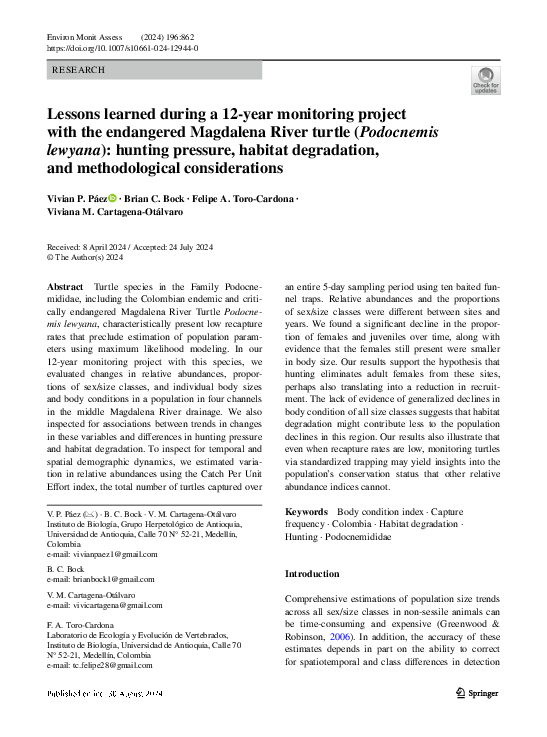 (PDF) Lessons learned during a 12-year monitoring project with the ...