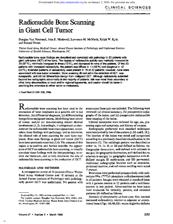 (PDF) Radionuclide bone scanning in giant cell tumor