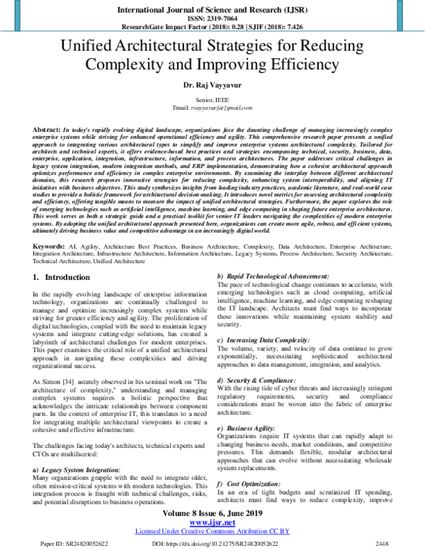 (PDF) Unified Architectural Strategies for Reducing Complexity and Improving Efficiency