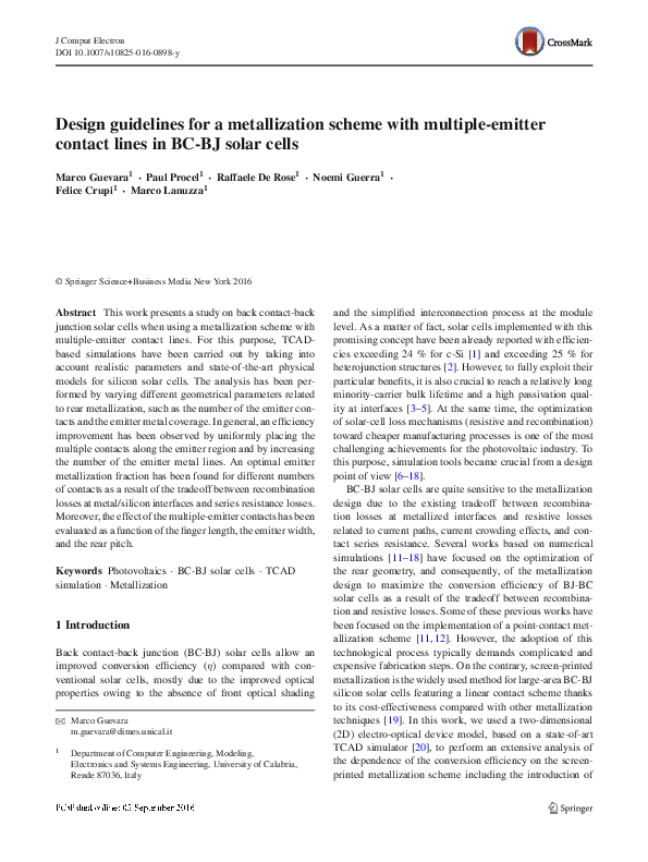 (PDF) Design guidelines for a metallization scheme with multiple-emitter contact lines in BC-BJ ...