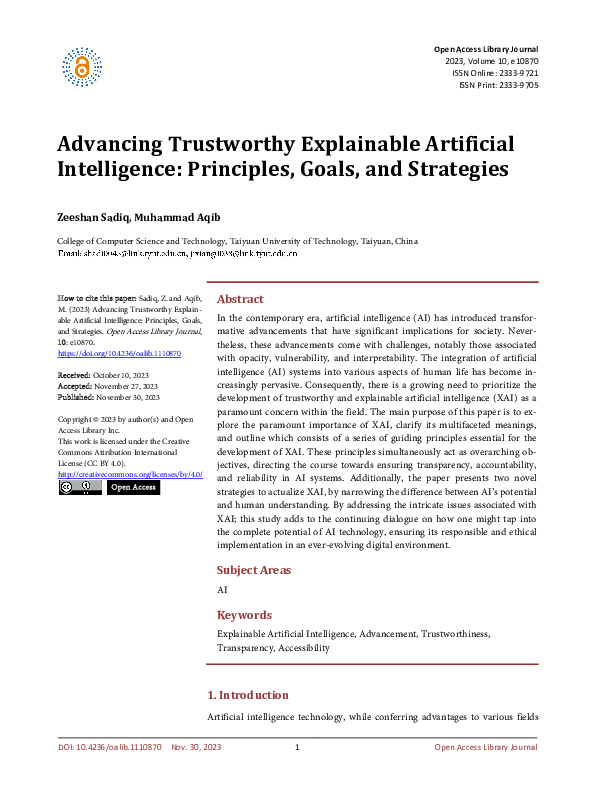 (PDF) Advancing Trustworthy Explainable Artificial Intelligence: Principles, Goals, and Strategies