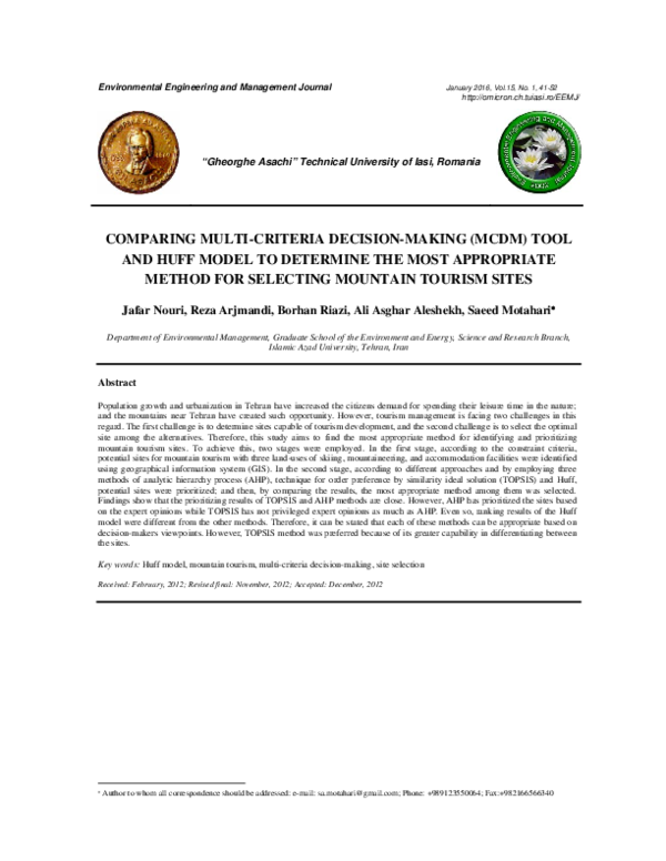 (PDF) Comparing Multi-Criteria Decision-Making (MCDM) Tool and Huff ...