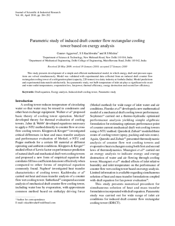 (PDF) Parametric study of induced draft counter flow rectangular ...