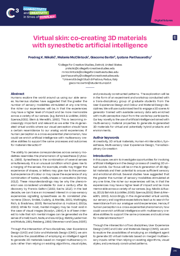 (PDF) Virtual skin: co-creating 3D materials with synesthetic artificial intelligence