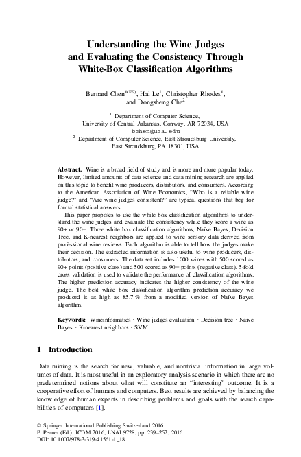 (PDF) Understanding the Wine Judges and Evaluating the Consistency Through White-Box ...