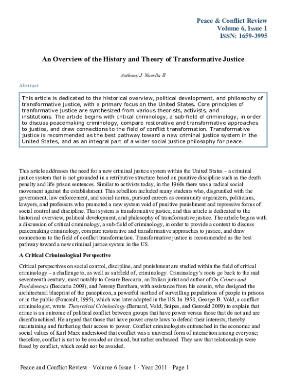 (PDF) An Overview of the History and Theory of Transformative Justice