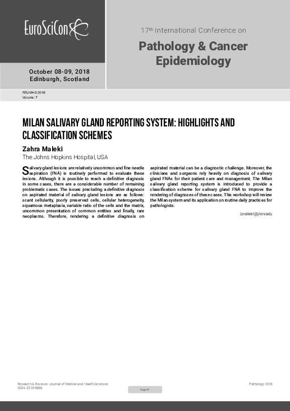 (PDF) Milan salivary gland reporting system: Highlights and ...