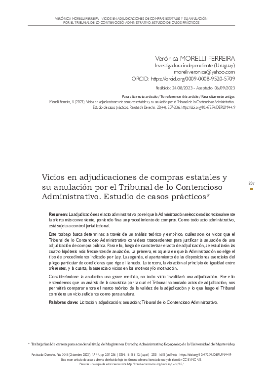 (PDF) Vicios en adjudicaciones de compras estatales y su anulación por ...