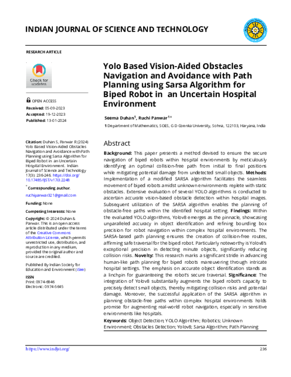 (PDF) Yolo Based Vision-Aided Obstacles Navigation and Avoidance with Path Planning using Sarsa ...