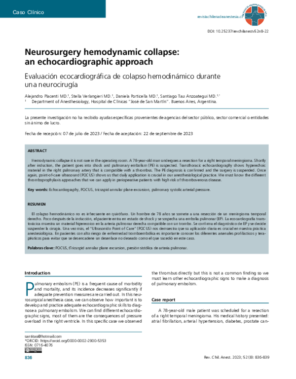 (PDF) Neurosurgery hemodynamic collapse: an echocardiographic approach ...