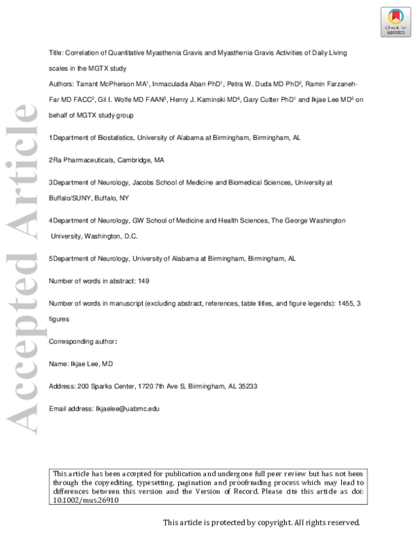 (PDF) Correlation of Quantitative Myasthenia Gravis and Myasthenia ...