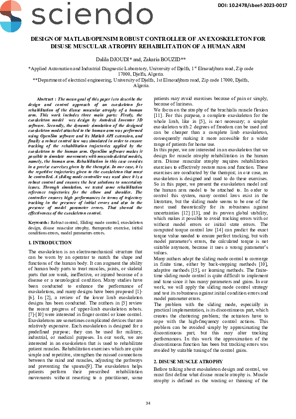 (PDF) Design of Matlab/Opensim Robust Controller of an Exoskeleton for ...