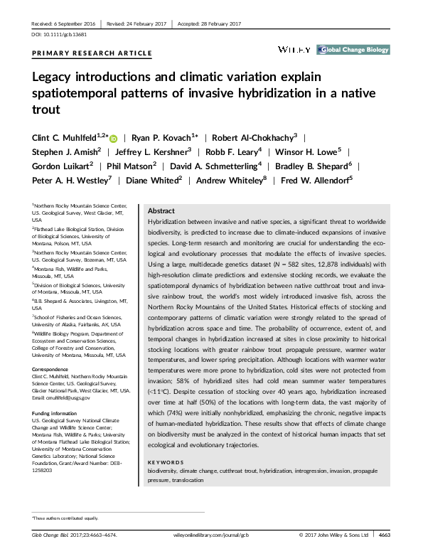 (PDF) Legacy introductions and climatic variation explain ...