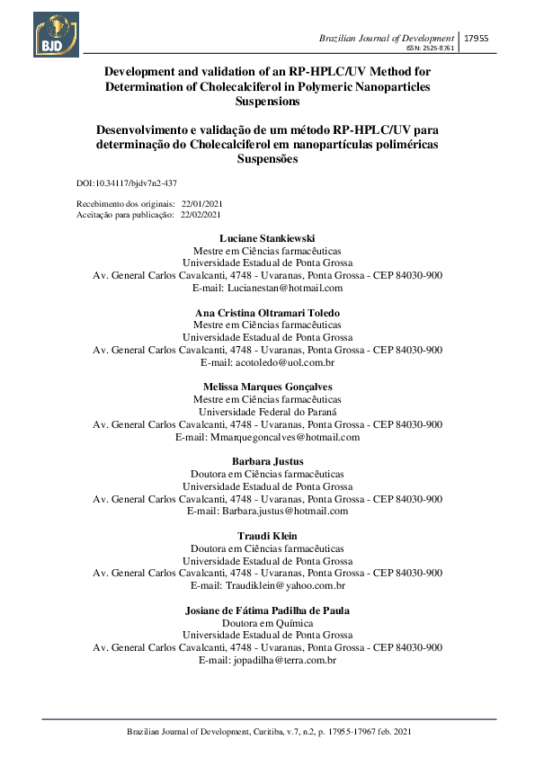 (PDF) Development and Validation of an RP-HPLC/Uv Method for Determination of Cholecalciferol in ...