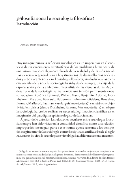 (PDF) Filosofía social o sociología filosófica