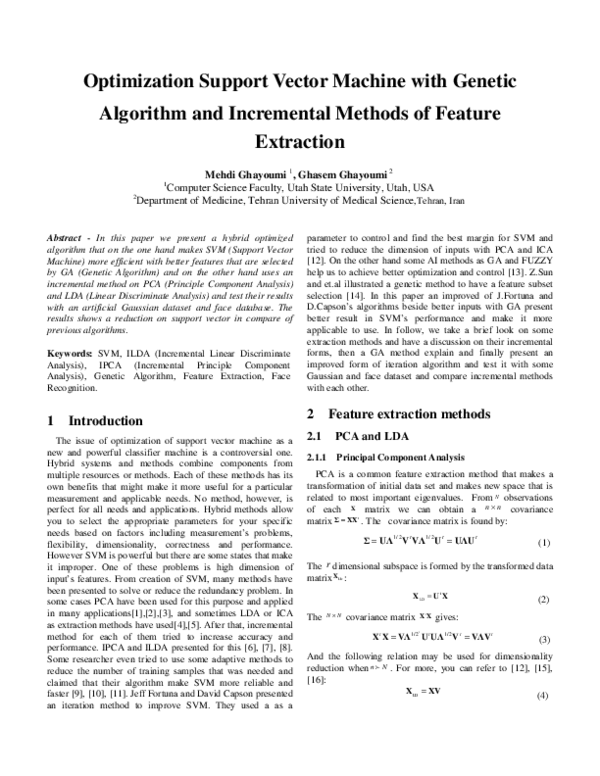 Pdf Optimization Support Vector Machine With Genetic Algorithm And
