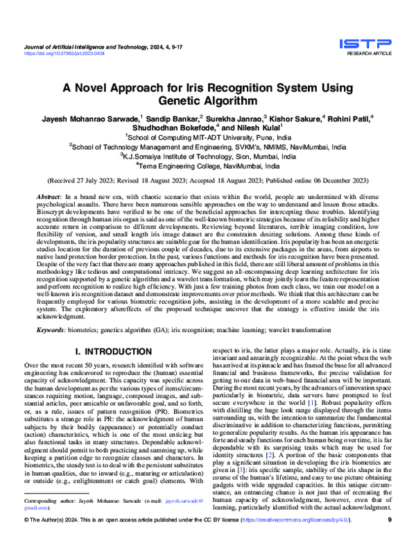 (PDF) A Novel Approach for Iris Recognition System Using Genetic Algorithm
