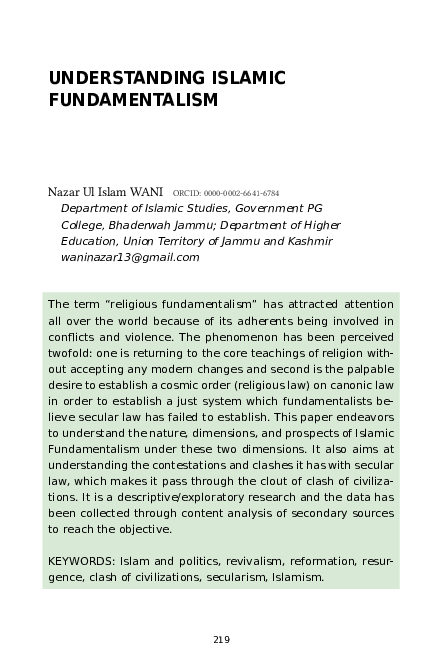 (PDF) Understanding Islamic Fundamentalism