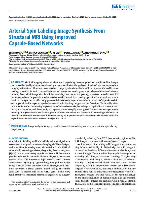 (PDF) Arterial Spin Labeling Image Synthesis From Structural MRI Using Improved Capsule-Based ...