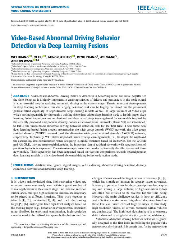 (PDF) Video-Based Abnormal Driving Behavior Detection via Deep Learning ...