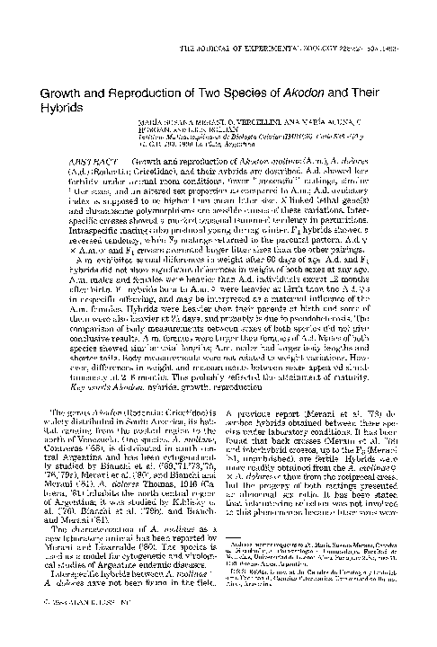 (PDF) Growth and reproduction of two species of Akodon and their hybrids