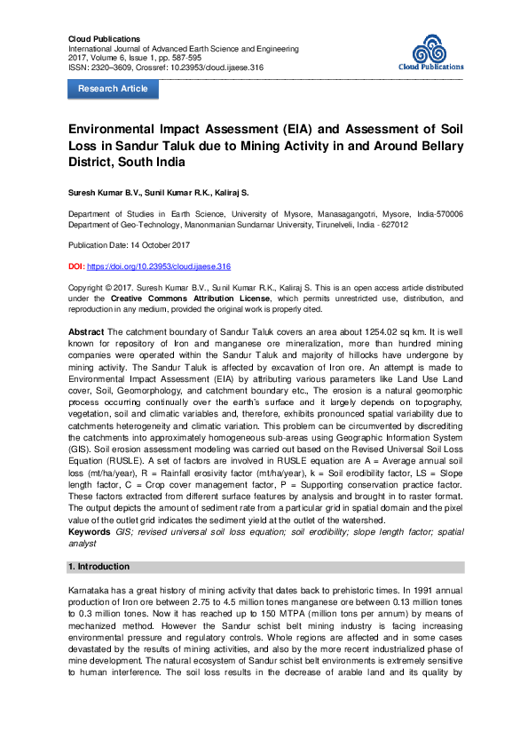 (PDF) Environmental impact assessment (EIA) and assessment of soil loss ...