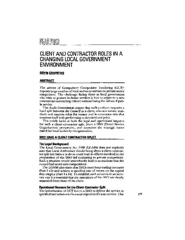 (PDF) Client and contractor roles in a changing local government ...